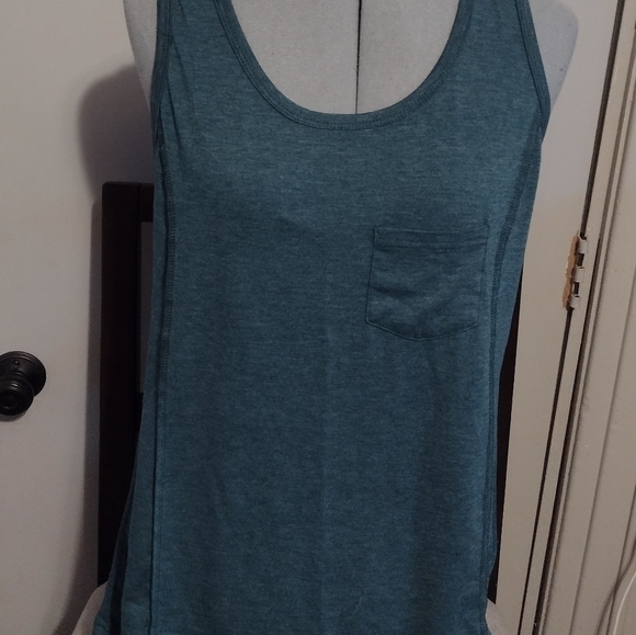 Tops | Dark Green Pocket Tank Top | Poshmark